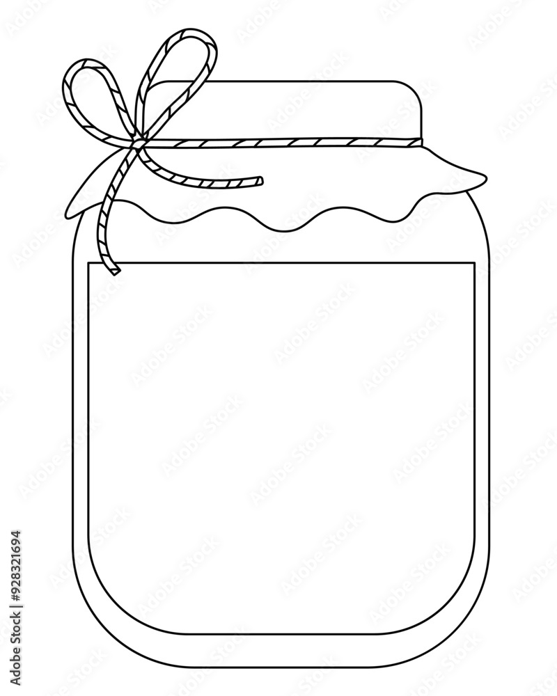Outline jar of jam without label, simple coloring page for kids ...