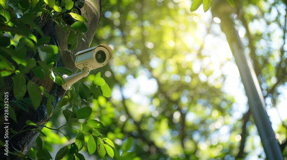 CCTV system in the garden and have copy space ,Instrumental in security ...