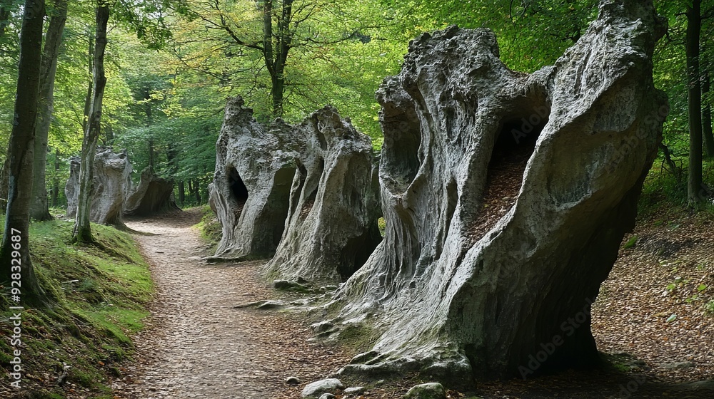The Fossil Forest in Dorset, England, features ancient fossilized trees ...