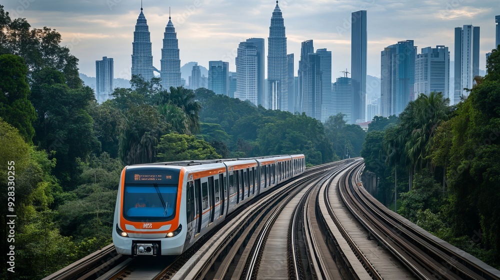 In Kuala Lumpur, Malaysia, the Mass Rapid Transit (MRT) Putrajaya Line ...