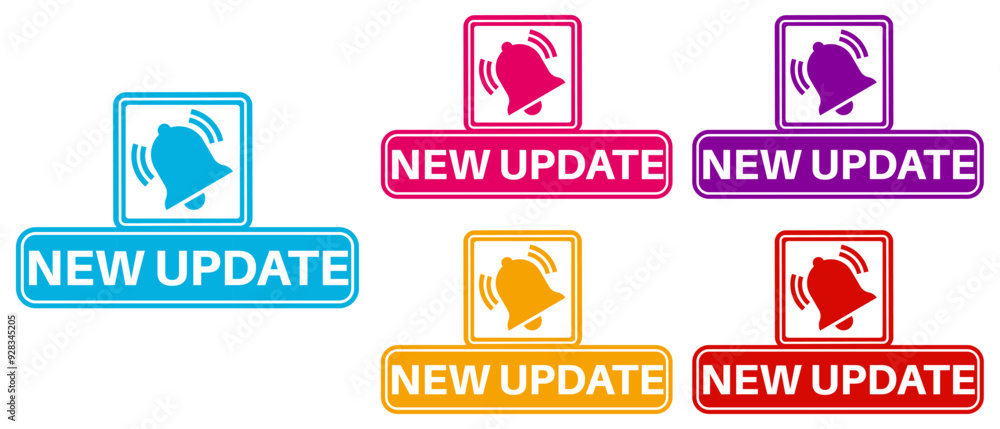 set labels new update icon. new upgrade available notification sign ...