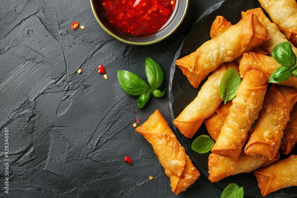 Chinese fast food featuring crispy chicken wontons vegetable spring ...