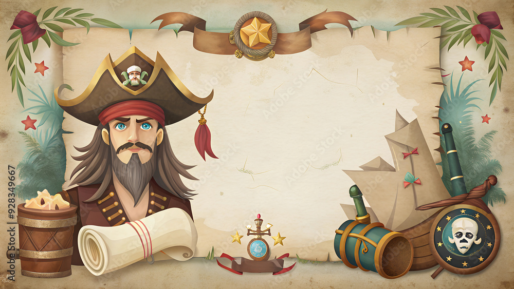 Invitation Cover, Pirate Themed Birthday Party Invitation, with ...