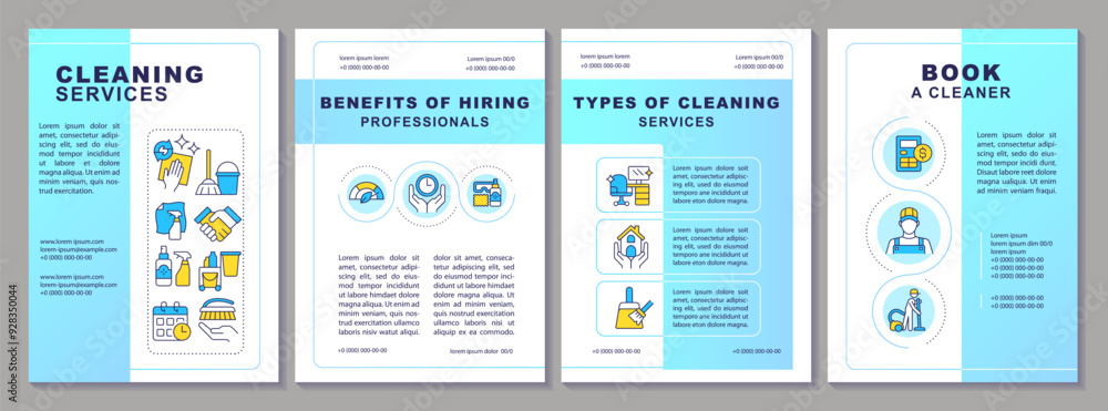 Cleaning services brochure template. Professional cleaners. Leaflet ...