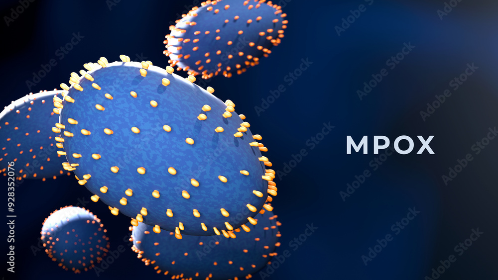 Mpox (Monkeypox) virus structure with dotted proteins. 3d illustration ...
