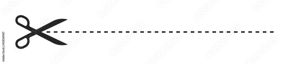 Cut line icon with scissor, cut here guidance, scissors and dash ...