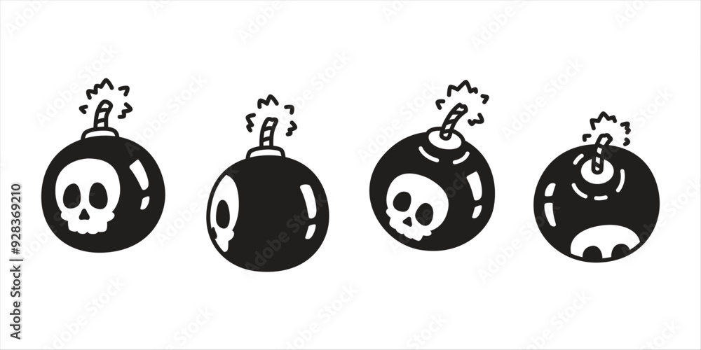 skull vector Halloween icon bomb grenade tnt doodle cartoon character ...