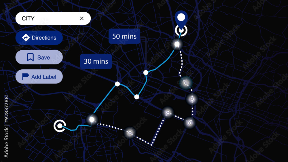 Isometric GPS Navigation. City and Country Map Tracking. Smartphone ...