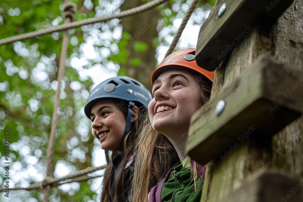 Students engaging in outdoor team-building activities, such as rope ...