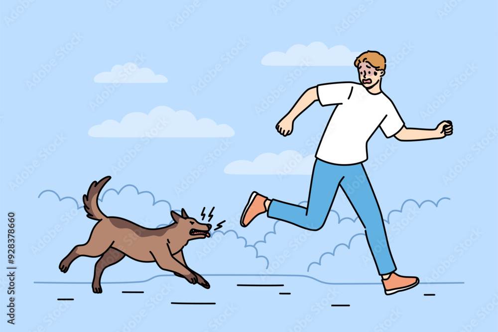 Man runs away from angry barking dog infected with rabies and lunging ...