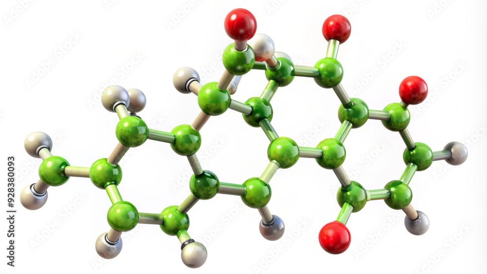 Molecular structure illustration of Tetrahydrocannabinol, THC, the ...