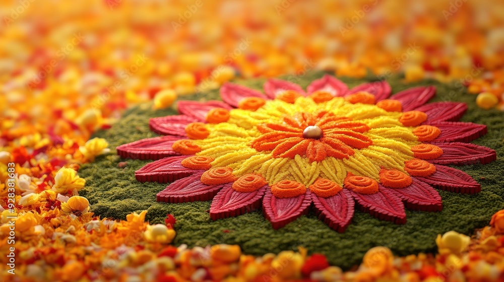 Flower rangoli decoration for onam festival in kerala. Rangoli ...