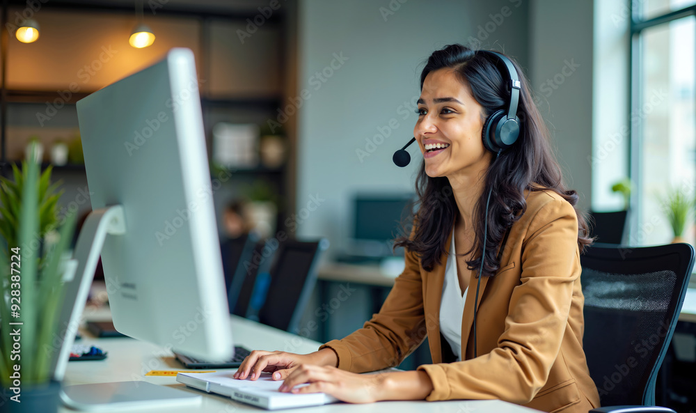 Indian Female Customer Support Representative Smiling While Assisting ...