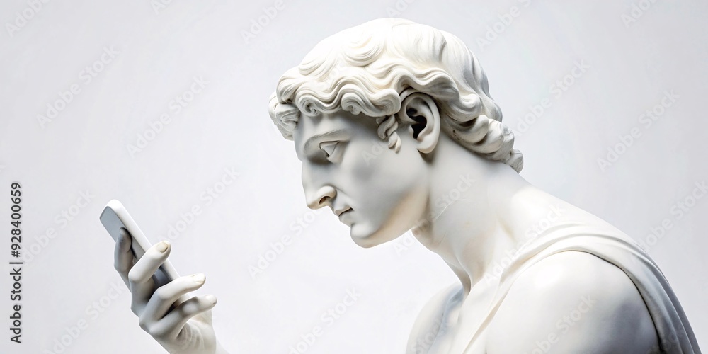 Classical Statue with Smartphone. A modern twist on classical art, this ...