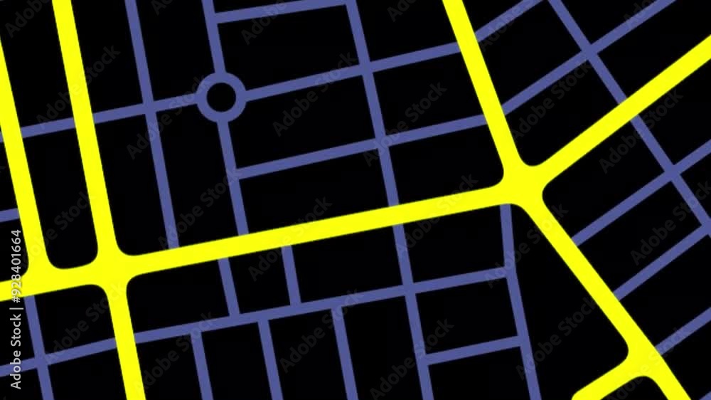 City Map Animation with Minimalist Roads – Colorful Scheme – Detailed ...