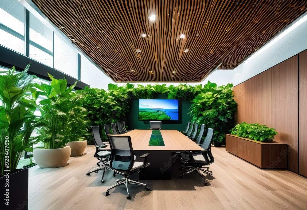 sleek modern conference room featuring advanced technology setup ...