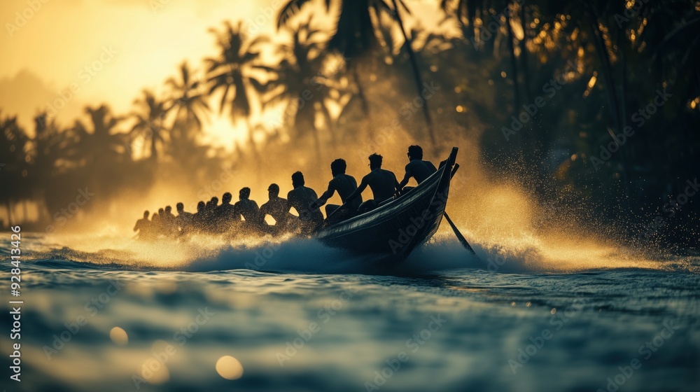 South Indian festival celebrated in Kerala with boat racing. Vallam ...