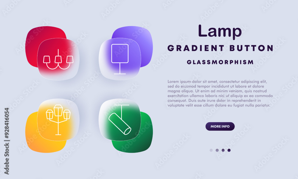 Lamp icon set. Chandelier, floor lamp, street lamp, and spotlight icons ...