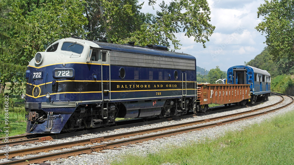 Vintage locomotive on the old Baltimore and Ohio railway .The Baltimore ...