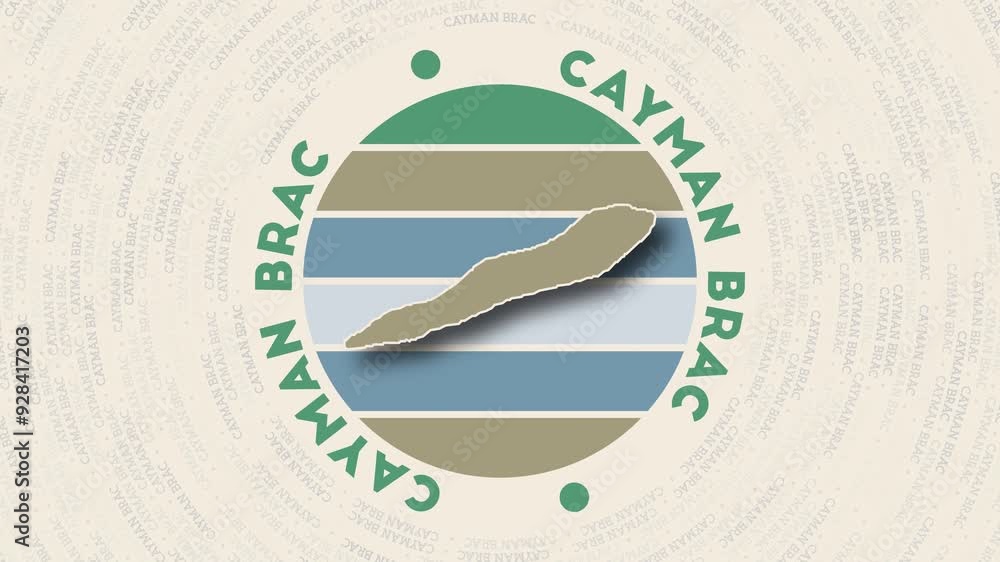 Cayman Brac logo intro. Badge with the circular name and map of island ...