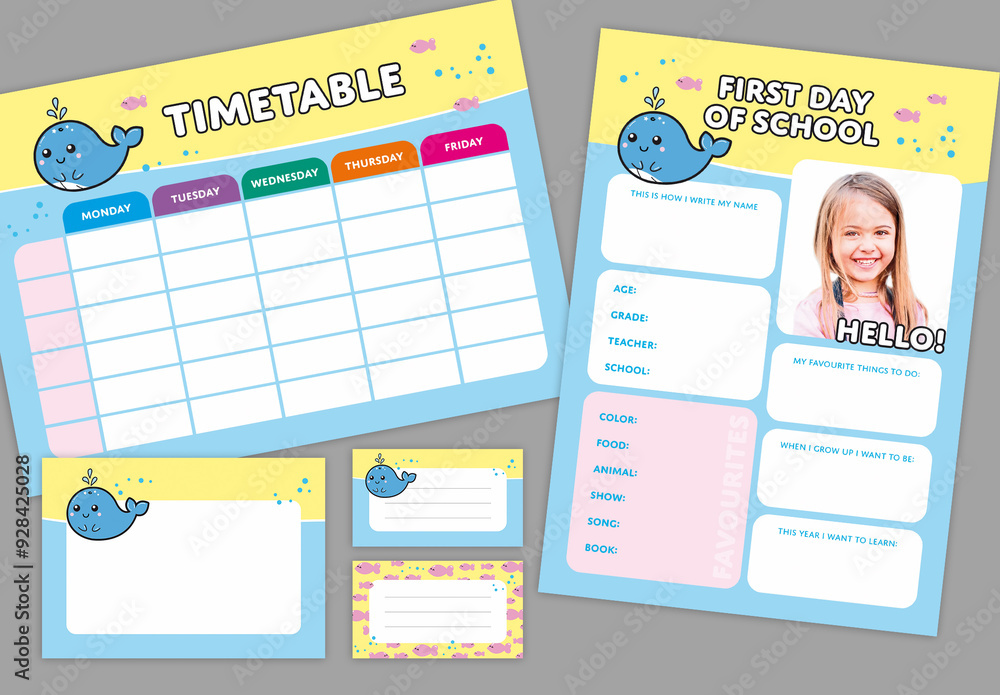 Back To School Printable Set Stock Template | Adobe Stock