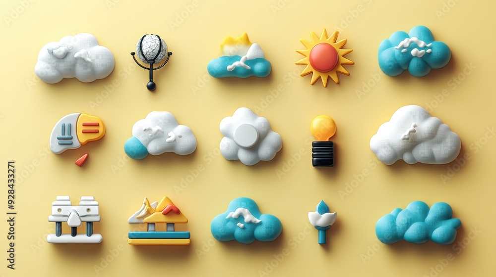 Set for weather isolated elements,Weather icons of clear sun, cloudy ...