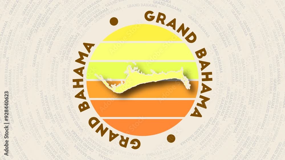 Grand Bahama logo intro. Badge with the circular name and map of island ...