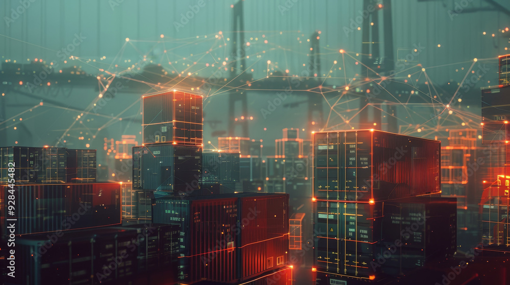 This image depicts a futuristic cityscape with glowing data networks ... This image depicts a futuristic cityscape with glowing data networks ...
