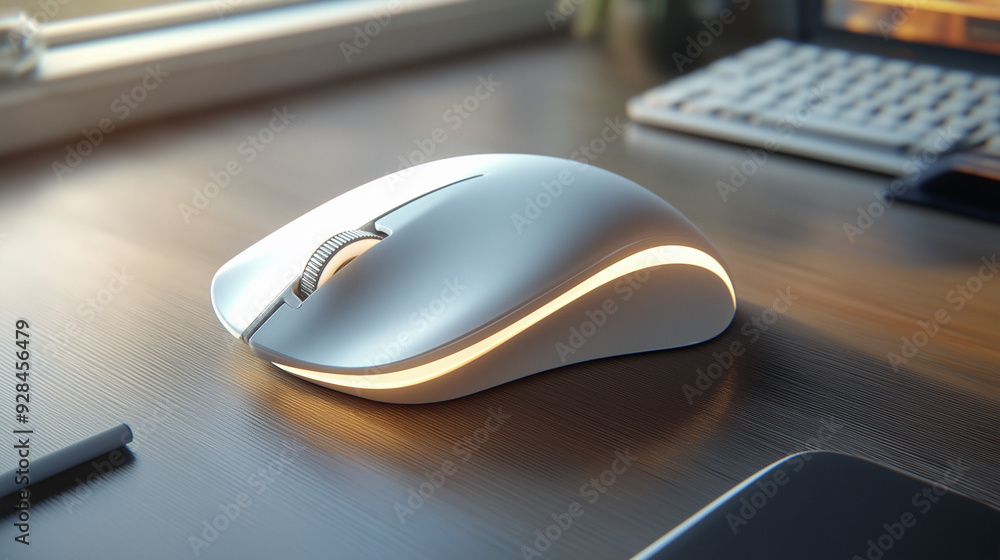 computer mouse and keyboard, A top view of an ergonomic computer mouse ...
