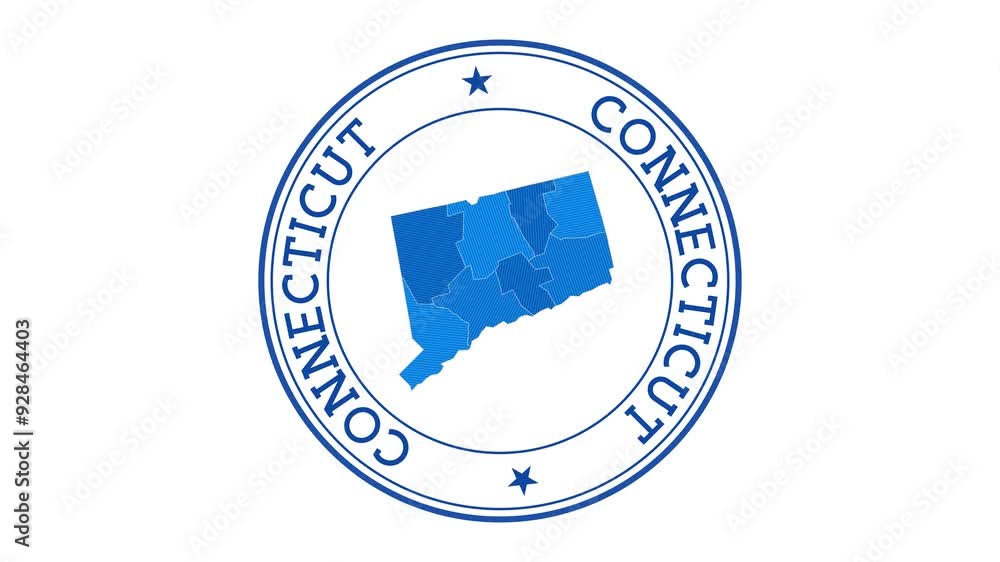 Connecticut intro. Badge with the circular name and map of us state ...
