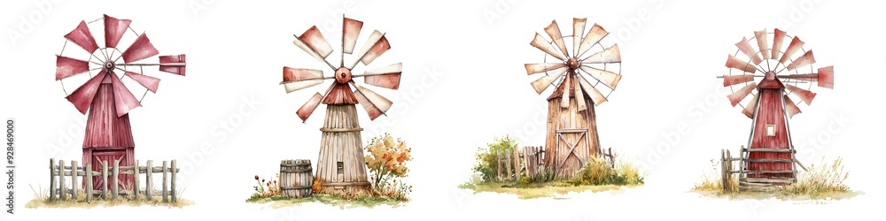 Charming collection of vintage windmills, showcasing unique designs and ...