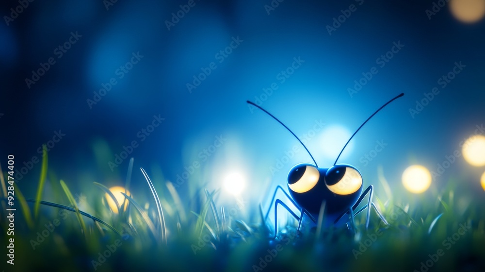 In the jungle, there is a cute alien creature hiding in the bushes ...