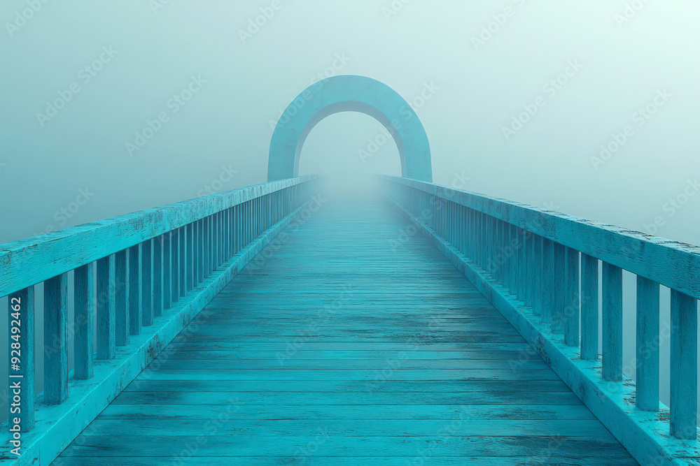 An endless bridge extending into the distance, isolated on a pastel ...