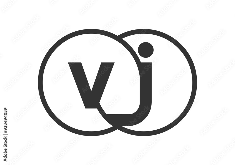 VJ business company emblem with outline rounds and letters v j. Logo ...