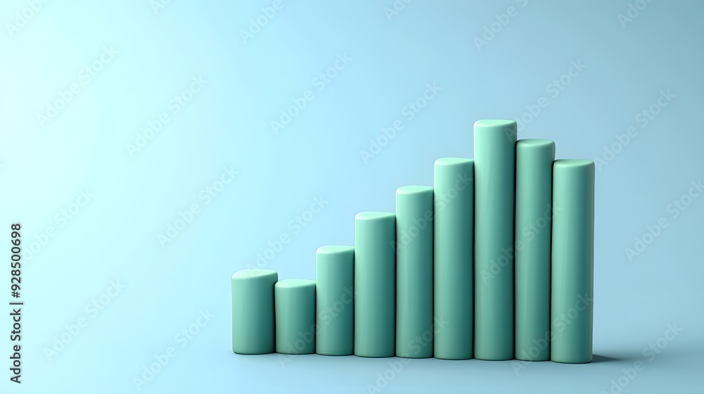 3D bar chart with cylindrical bars on a blue background, representing ...