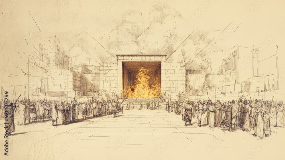 Biblical Illustration of Ezra and The Altar and the Temple's Foundation ...