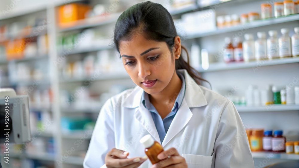 Indian Pharmacist Preparing Medication - Indian female pharmacist ...