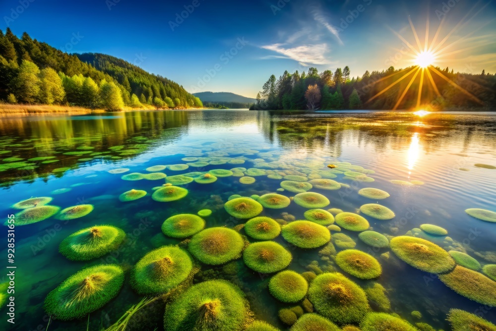 Vibrant cyanobacteria colonies with delicate filamentous structures ...