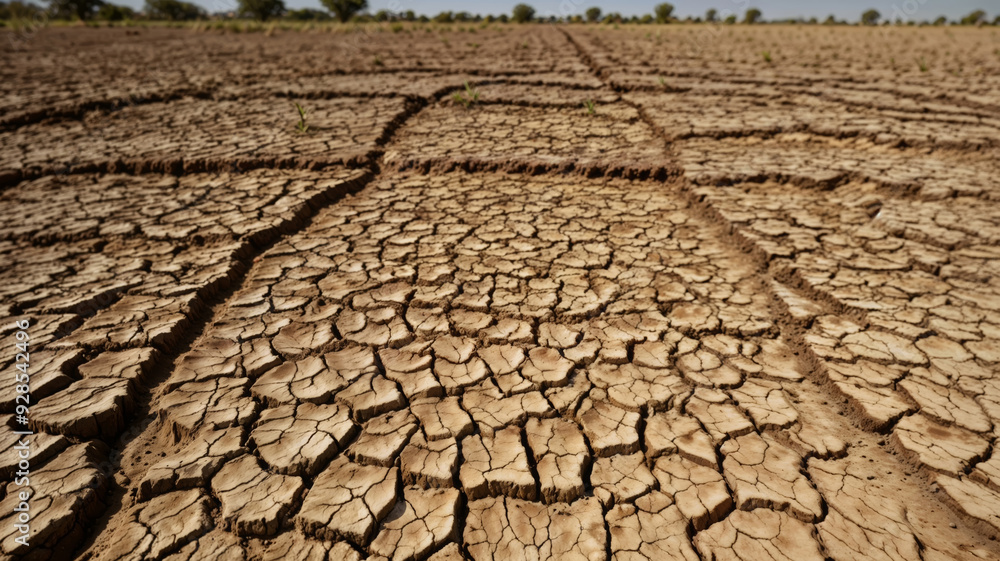 The dry, cracked earth of a once-thriving farm now shows no signs of ...
