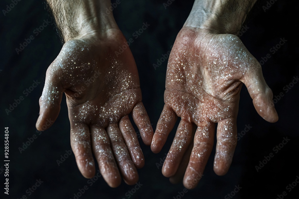 Dark red color on the palm of the hand from the symptoms of systemic ...