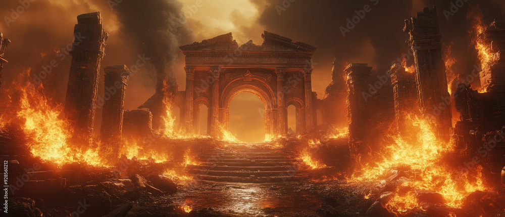 The gates of hell, The entrance to the arena is framed by ancient Roman ...
