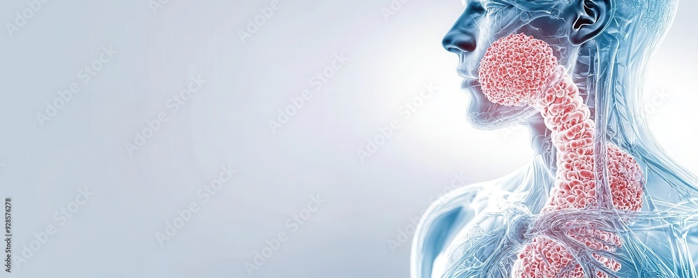 Cross-sectional view of inflamed bronchi and alveoli due to COPD ...