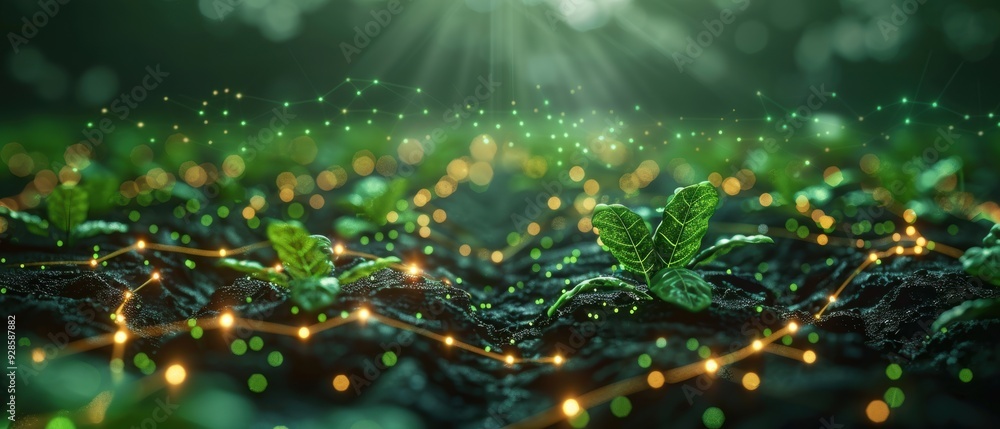 Futuristic 3D Holographic Digital Agriculture Interface Showing Crop ...