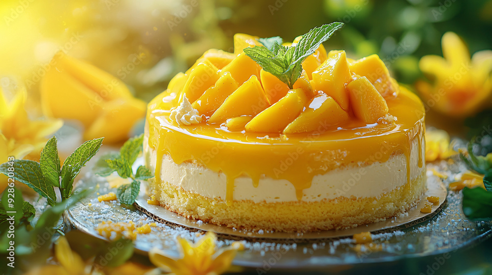 Exotic Mango Mousse Cake with Sweet Juicy Layers and a Touch of Indulgence for a Delicious ...