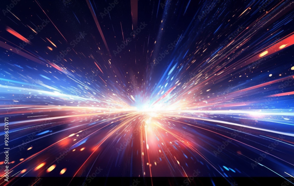 anime-style Dynamic Abstract Light Trails on a Pathway of Speed and ...