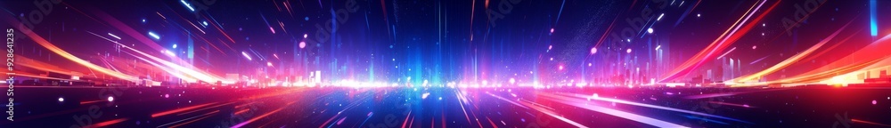 anime-style Dynamic Abstract Light Trails on a Pathway of Speed and ...