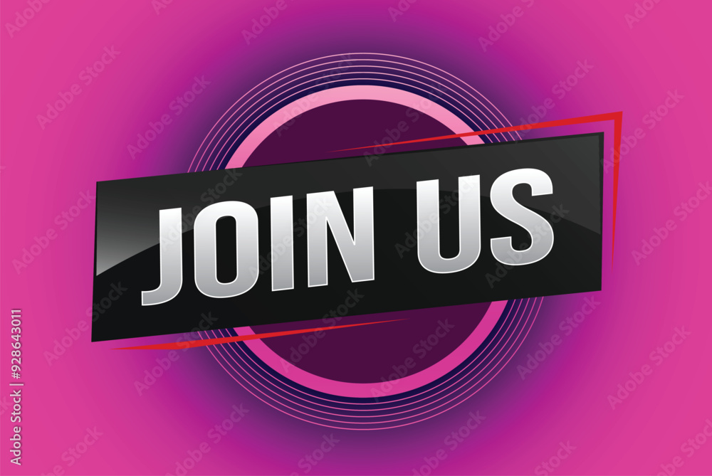 join us word concept vector illustration with modern futuristic 3d ...