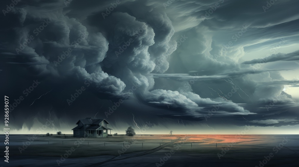 Twisted storm catastrophe cyclone cataclysm, vortex typhoon and single ...