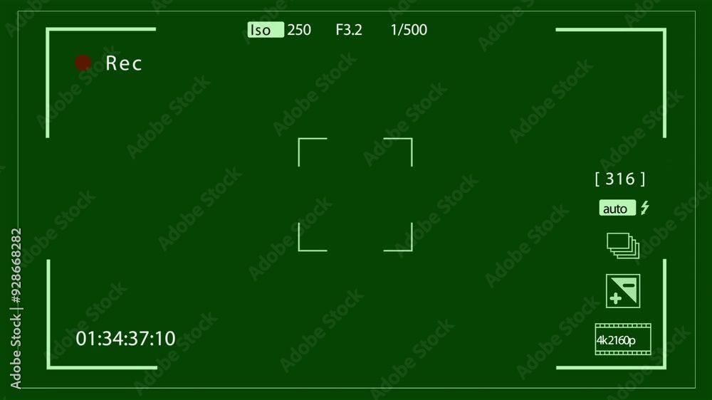 Video Camera Recording Screen Overlay with Dashed Border Animation on ...