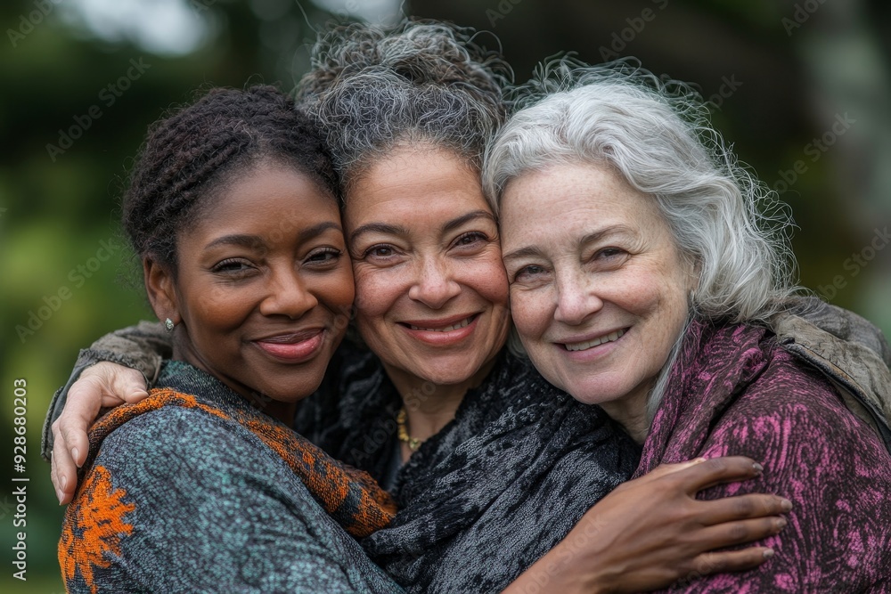 Multi generational women having fun together at park - Multiracial ...